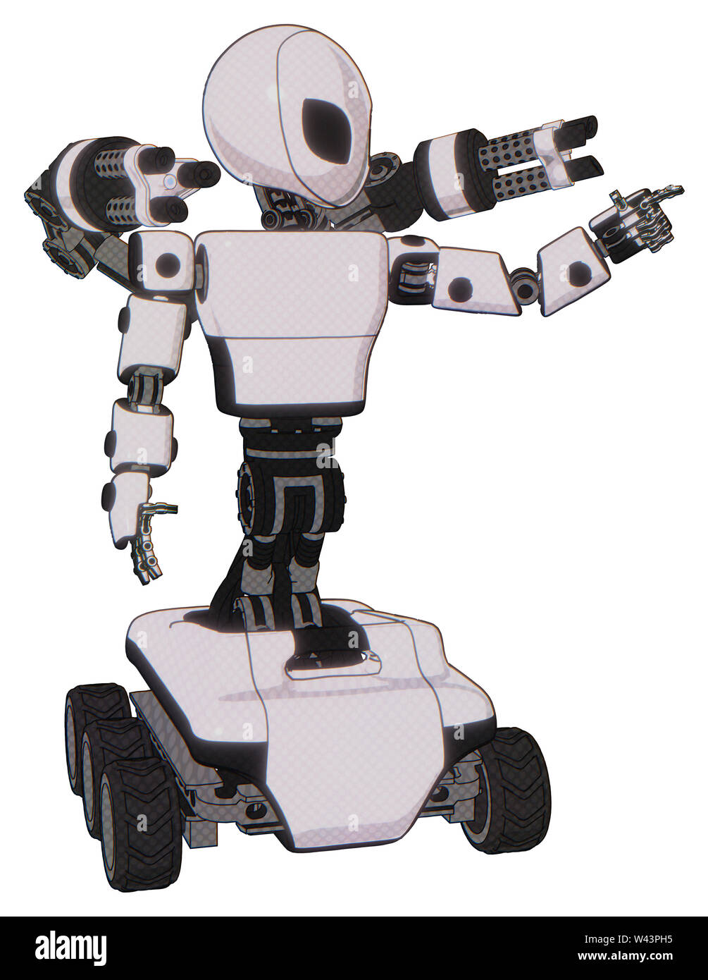 Mech containing elements: grey alien style head, black eyes, light ...