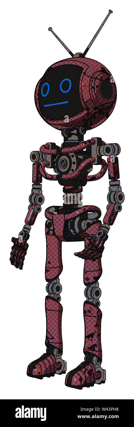 Mech containing elements: digital display head, blank-faced expression ...