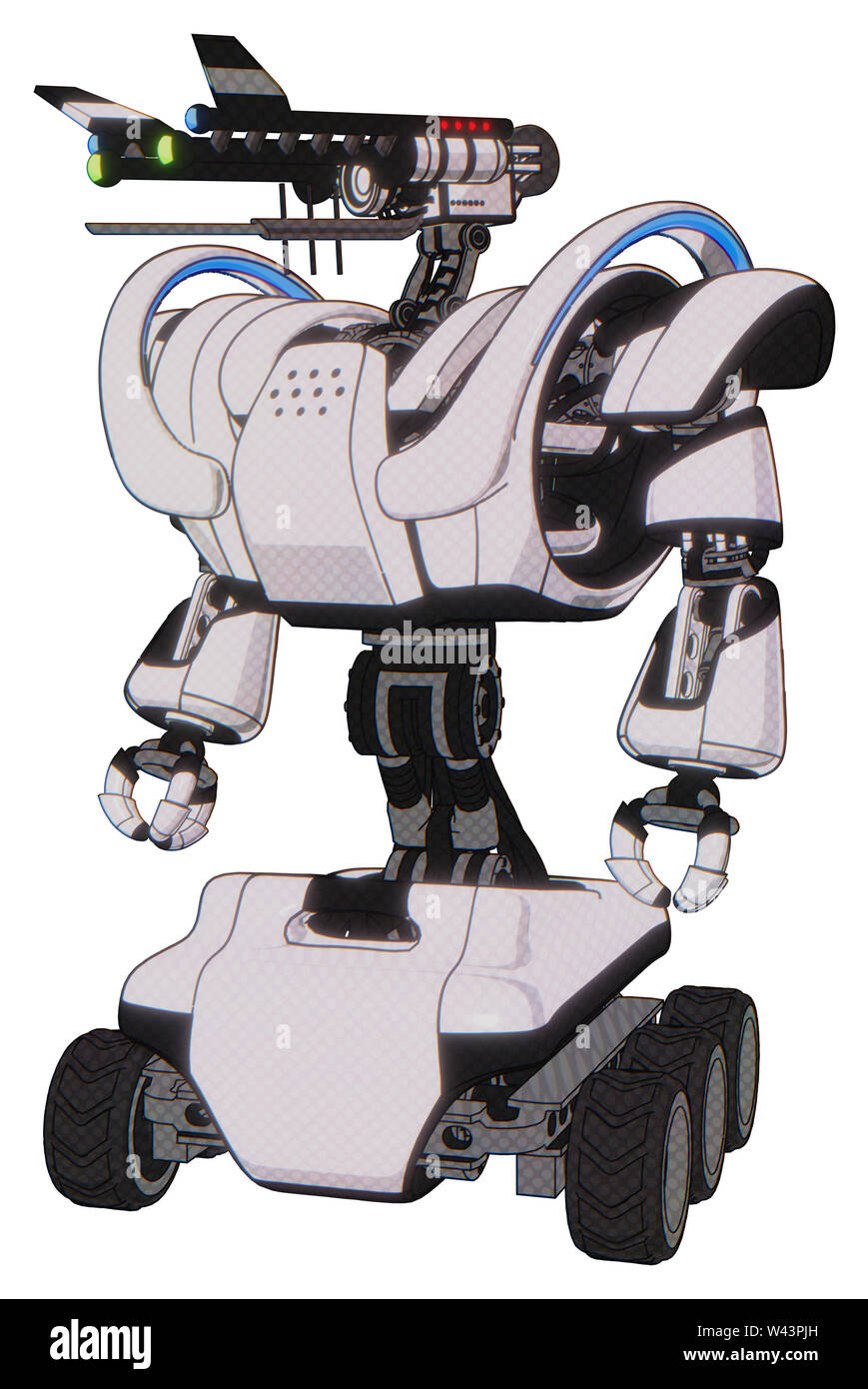 Android containing elements: dual retro camera head, communications ...