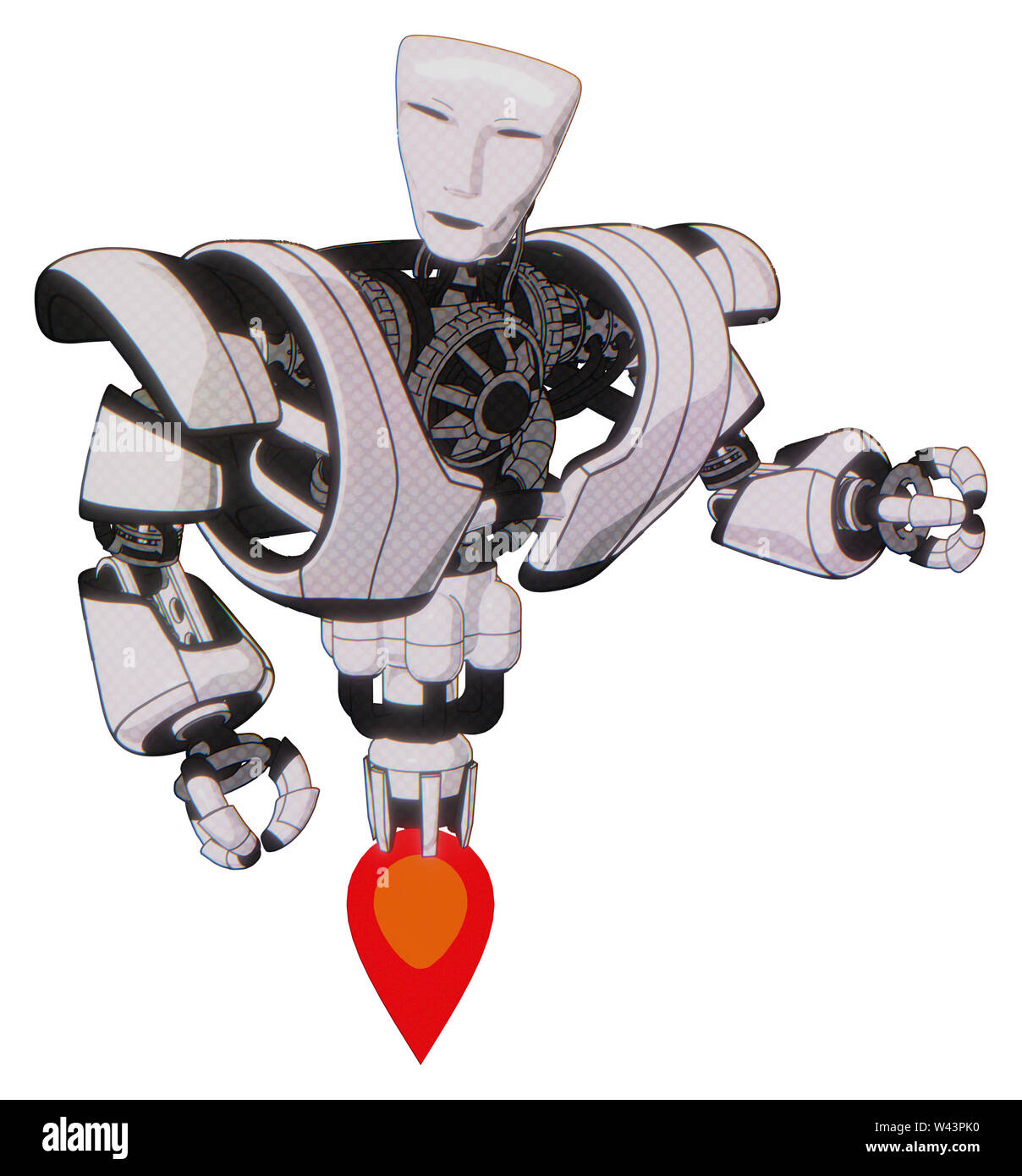 Android containing elements: humanoid face mask, heavy upper chest ...