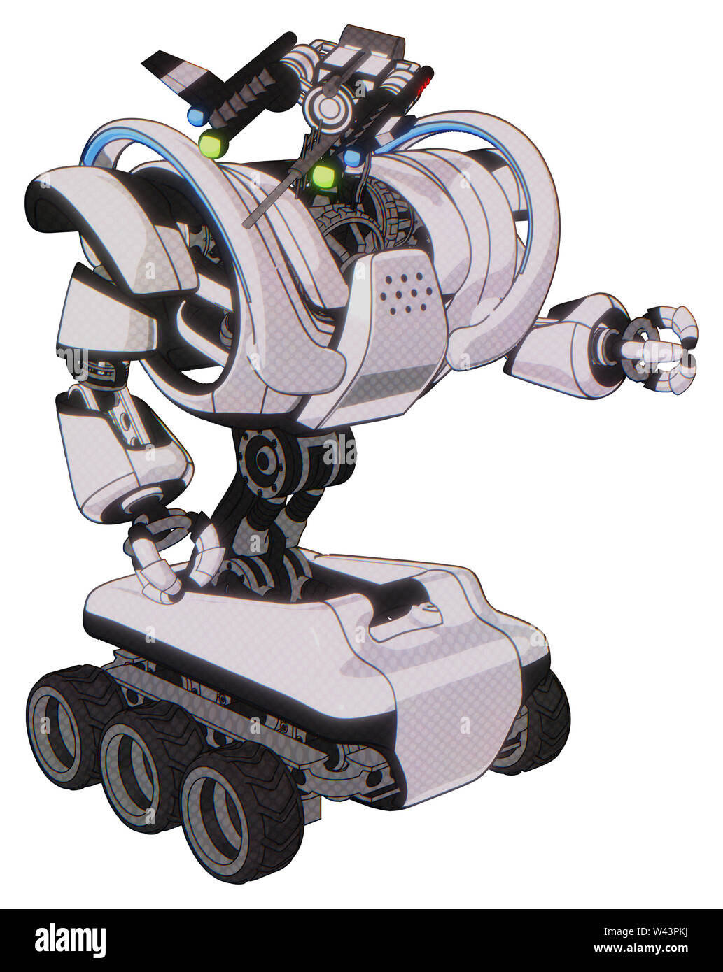 Android containing elements: dual retro camera head, communications ...