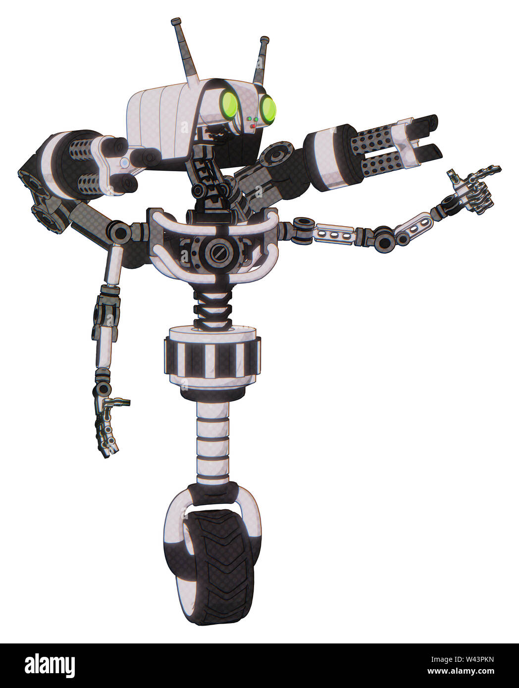 Robot containing elements: dual retro camera head, cyborg antenna head ...