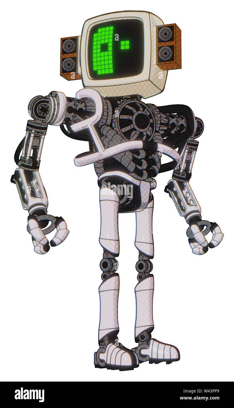 Automaton containing elements: old computer monitor, abstract mask ...