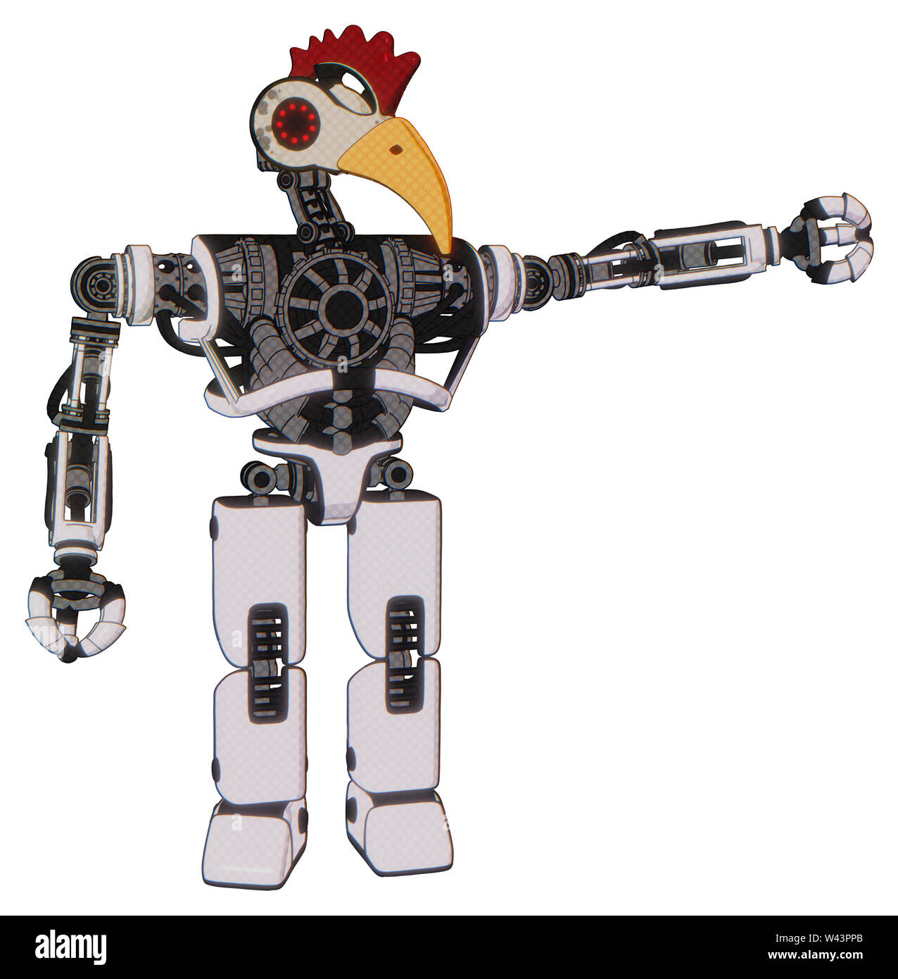 Robot containing elements: bird skull head, red led circle eyes ...