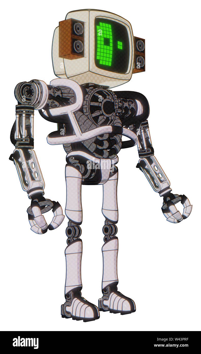 Automaton containing elements: old computer monitor, abstract mask ...