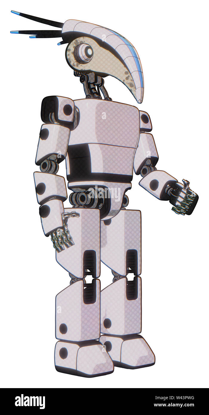 Mech containing elements: bird skull head, white eyeballs, head shield ...