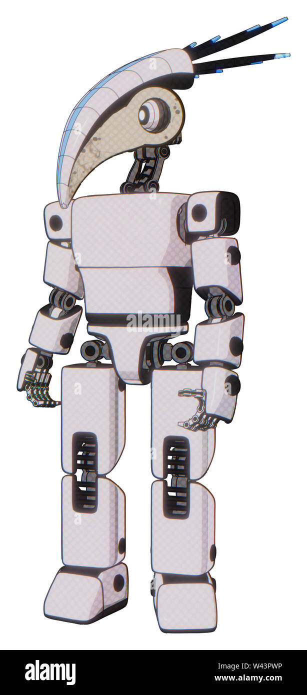 Mech containing elements: bird skull head, white eyeballs, head shield ...