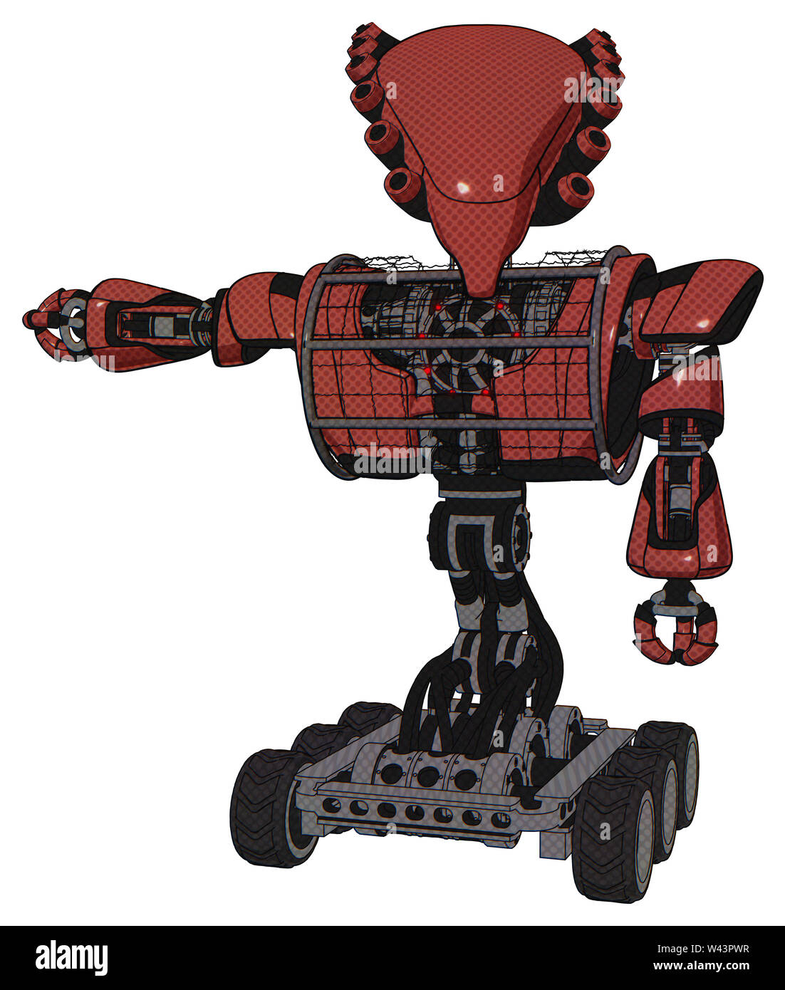 Cyborg containing elements: flat elongated skull head, heavy upper ...