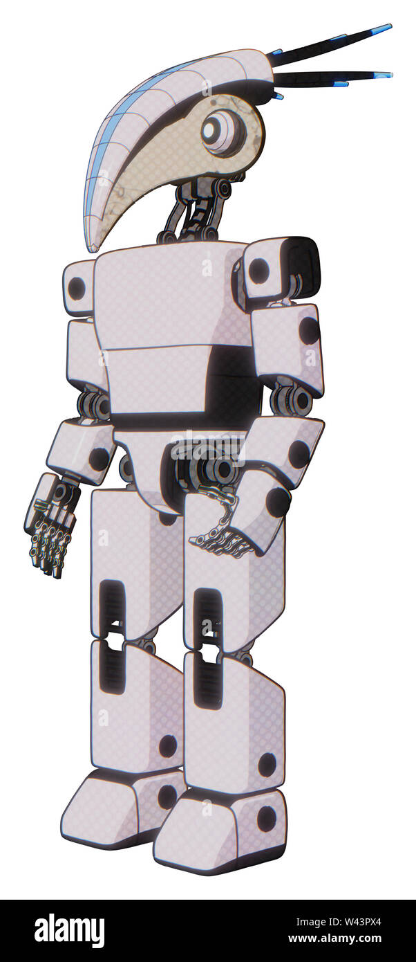 Mech containing elements: bird skull head, white eyeballs, head shield ...
