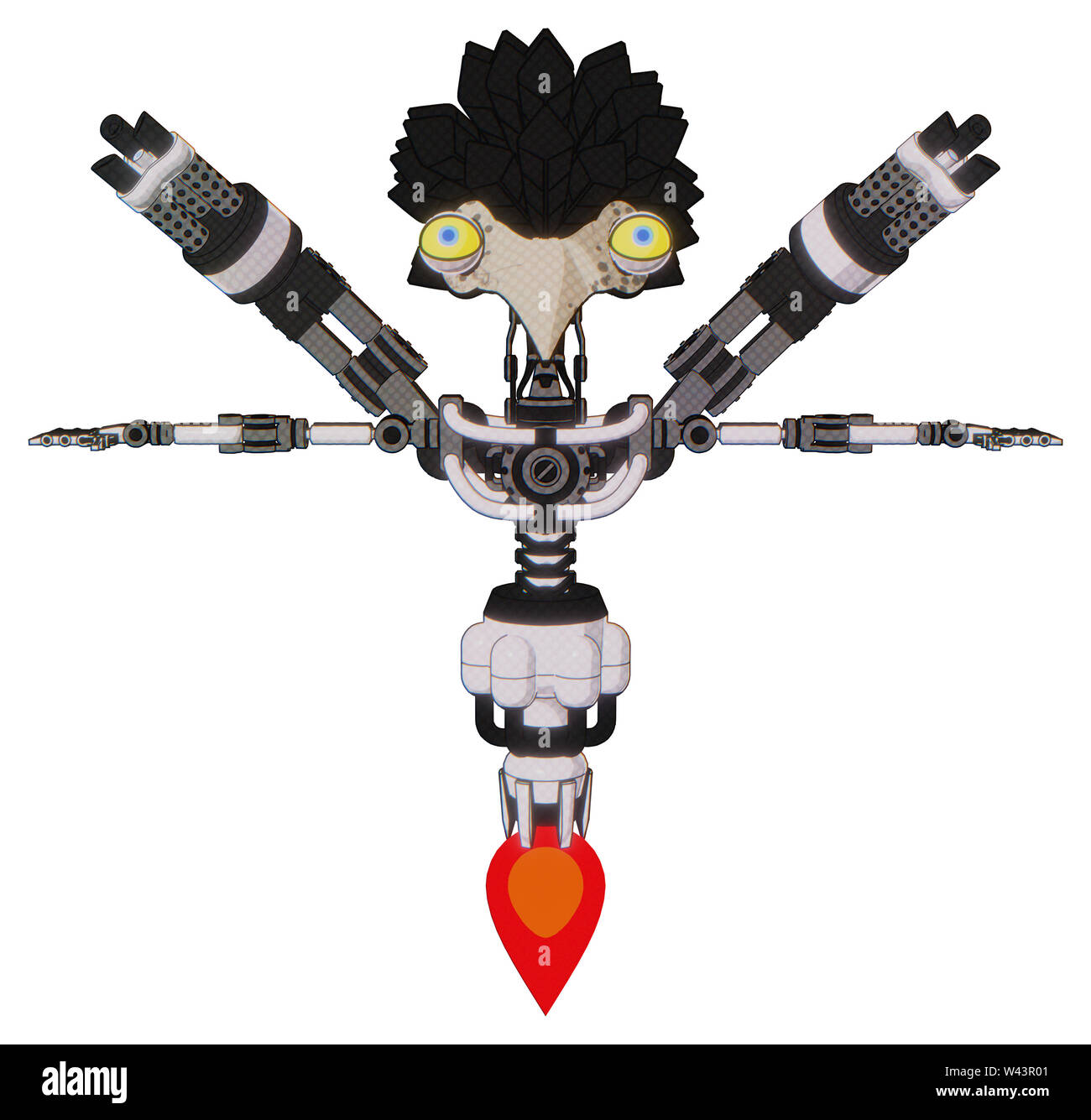 Droid containing elements: bird skull head, big yellow eyes, crow ...