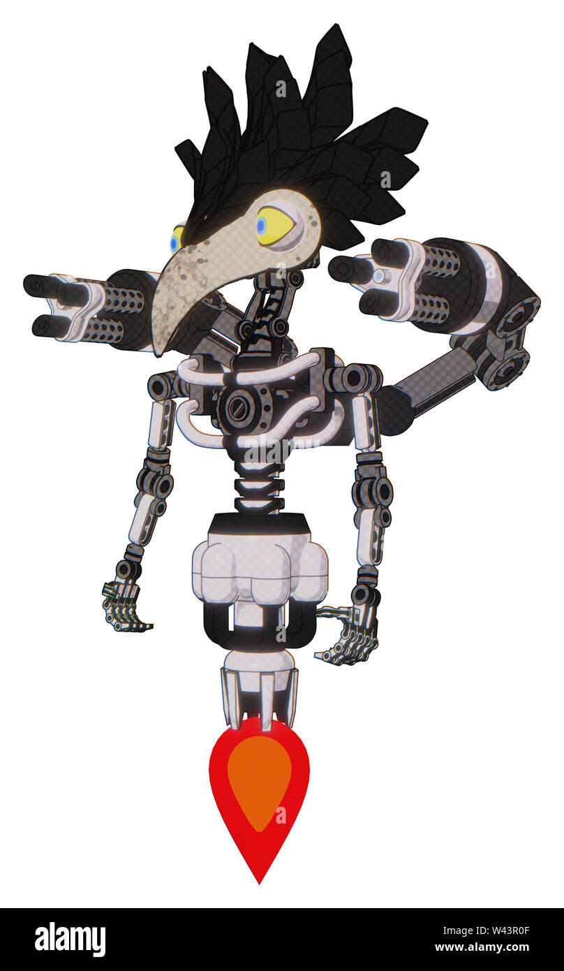 Droid containing elements: bird skull head, big yellow eyes, crow ...