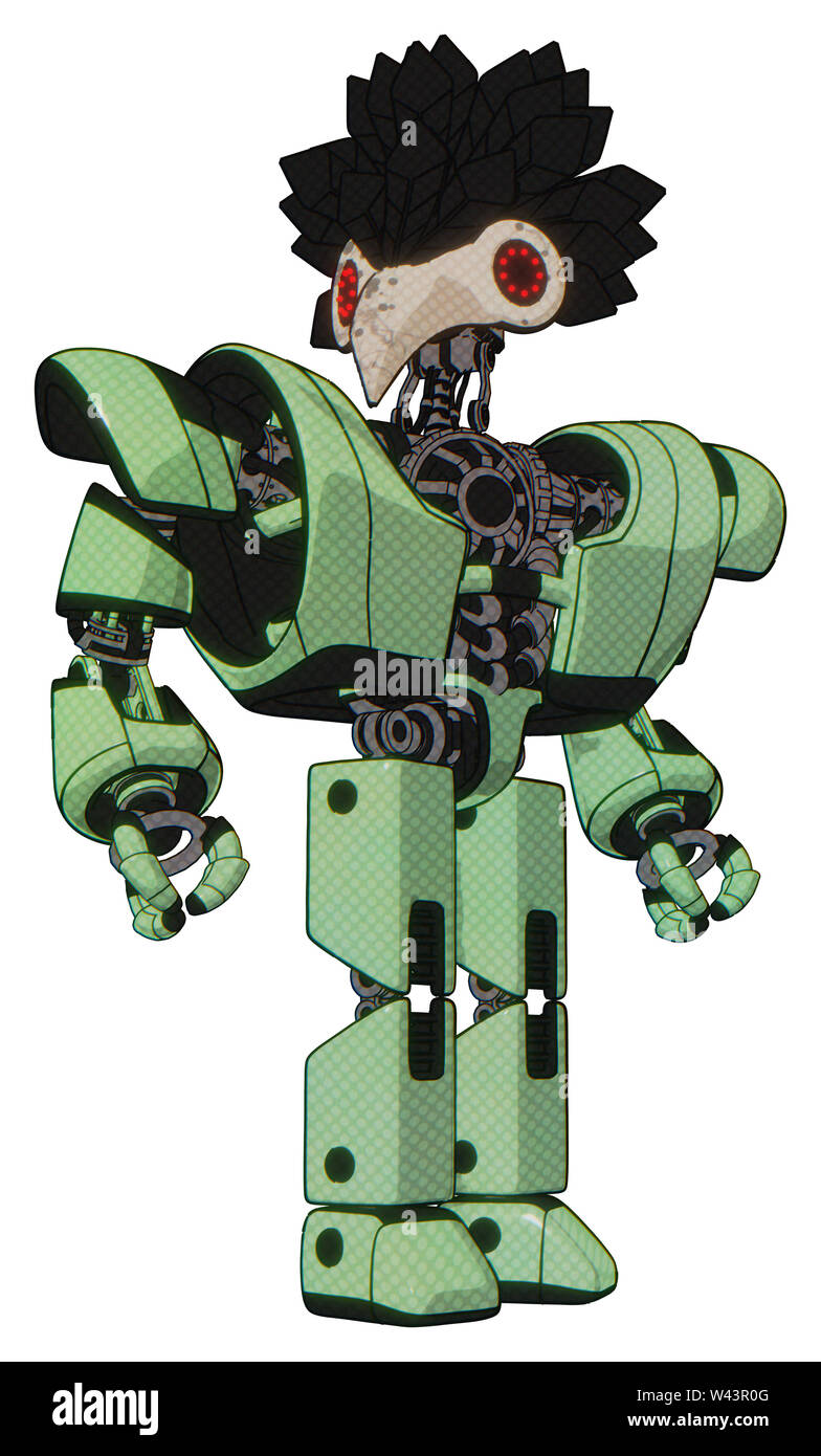 Automaton containing elements: bird skull head, red led circle eyes ...