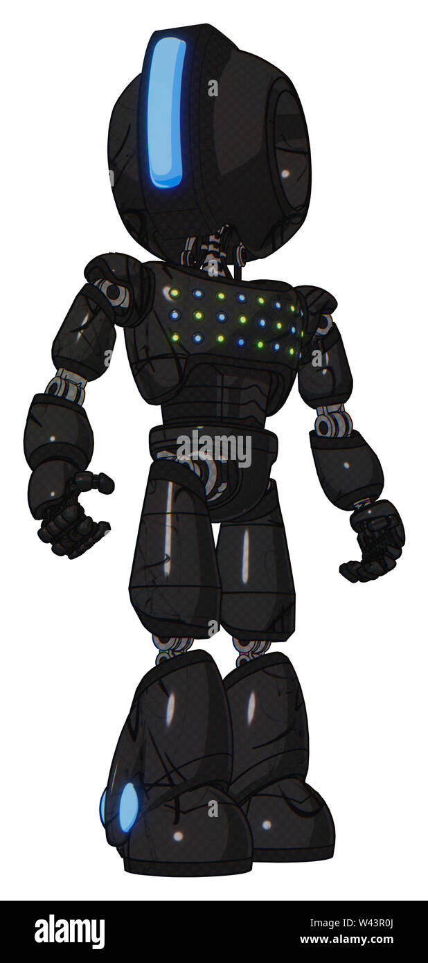 Cyborg containing elements: round head, large vertical visor, light ...