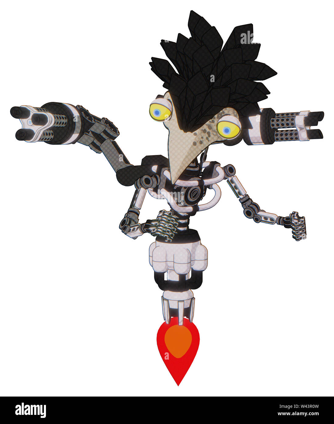 Droid containing elements: bird skull head, big yellow eyes, crow ...