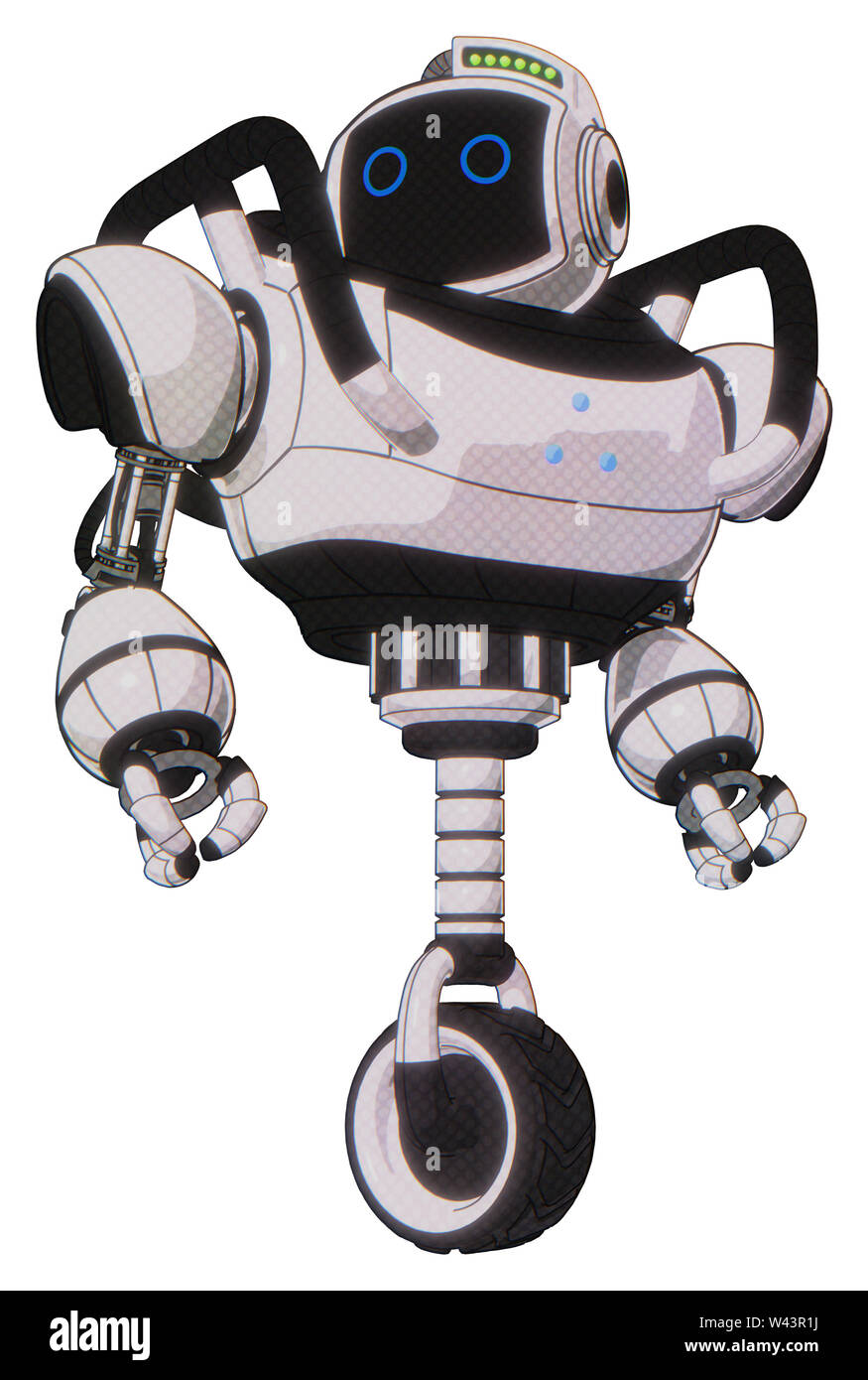 Android containing elements: digital display head, circle eyes, green ...