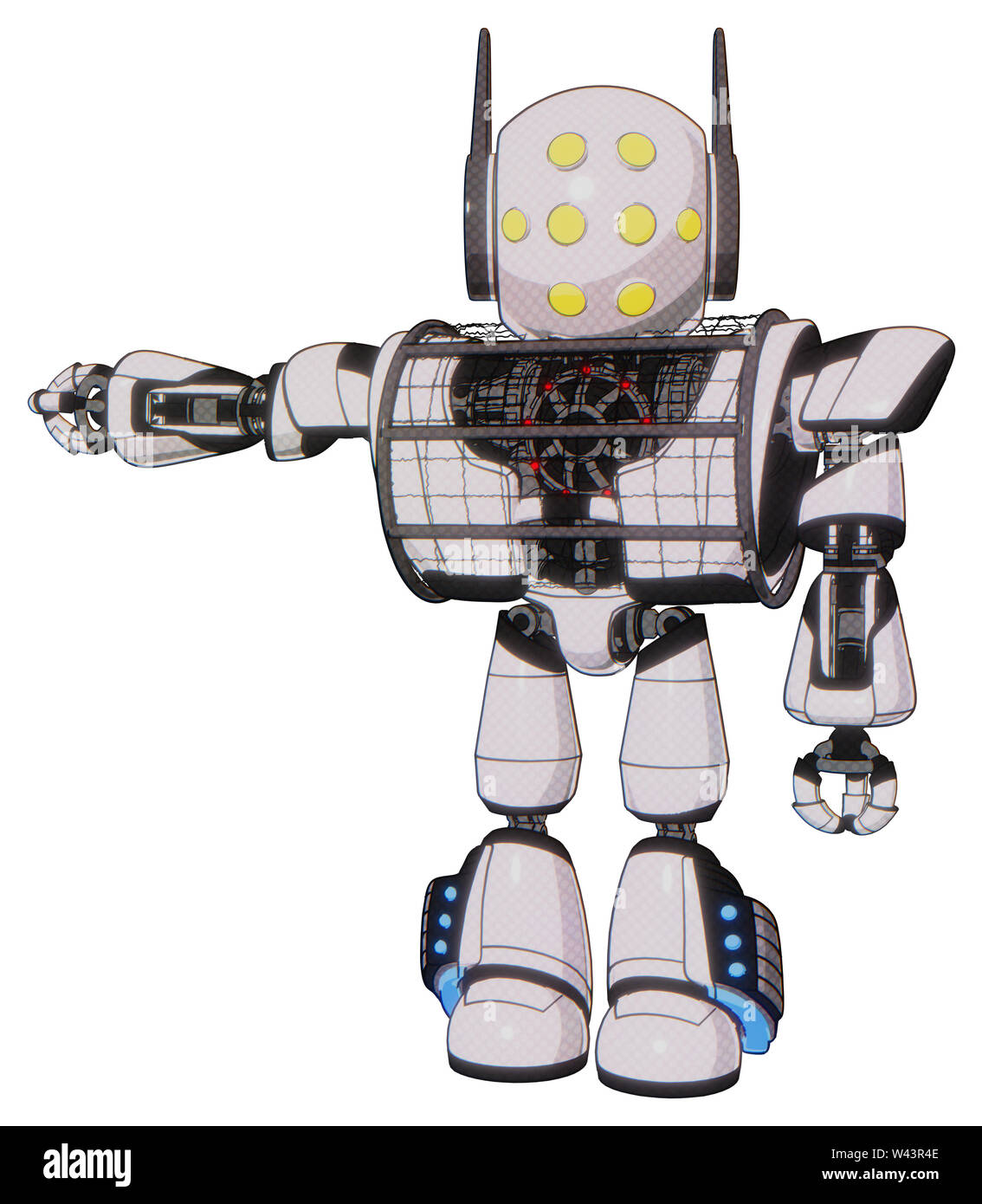 Automaton containing elements: round head, yellow eyes array, head ...