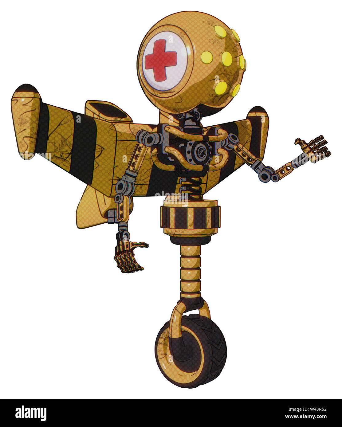 Robot containing elements: round head, yellow eyes array, first aid ...