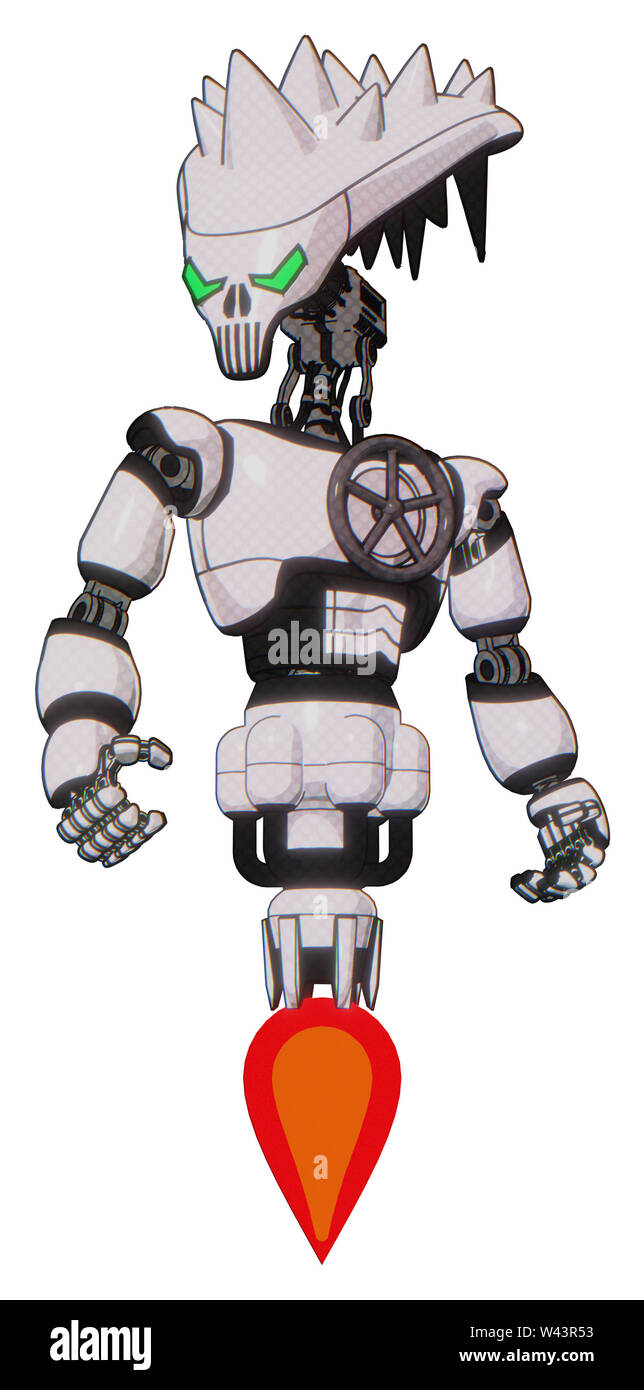 Android containing elements: flat elongated skull head, spikes,, light ...