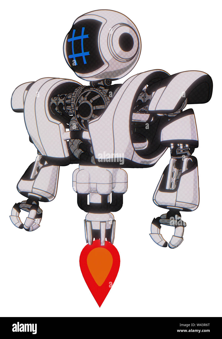 Automaton containing elements: digital display head, hashtag face ...
