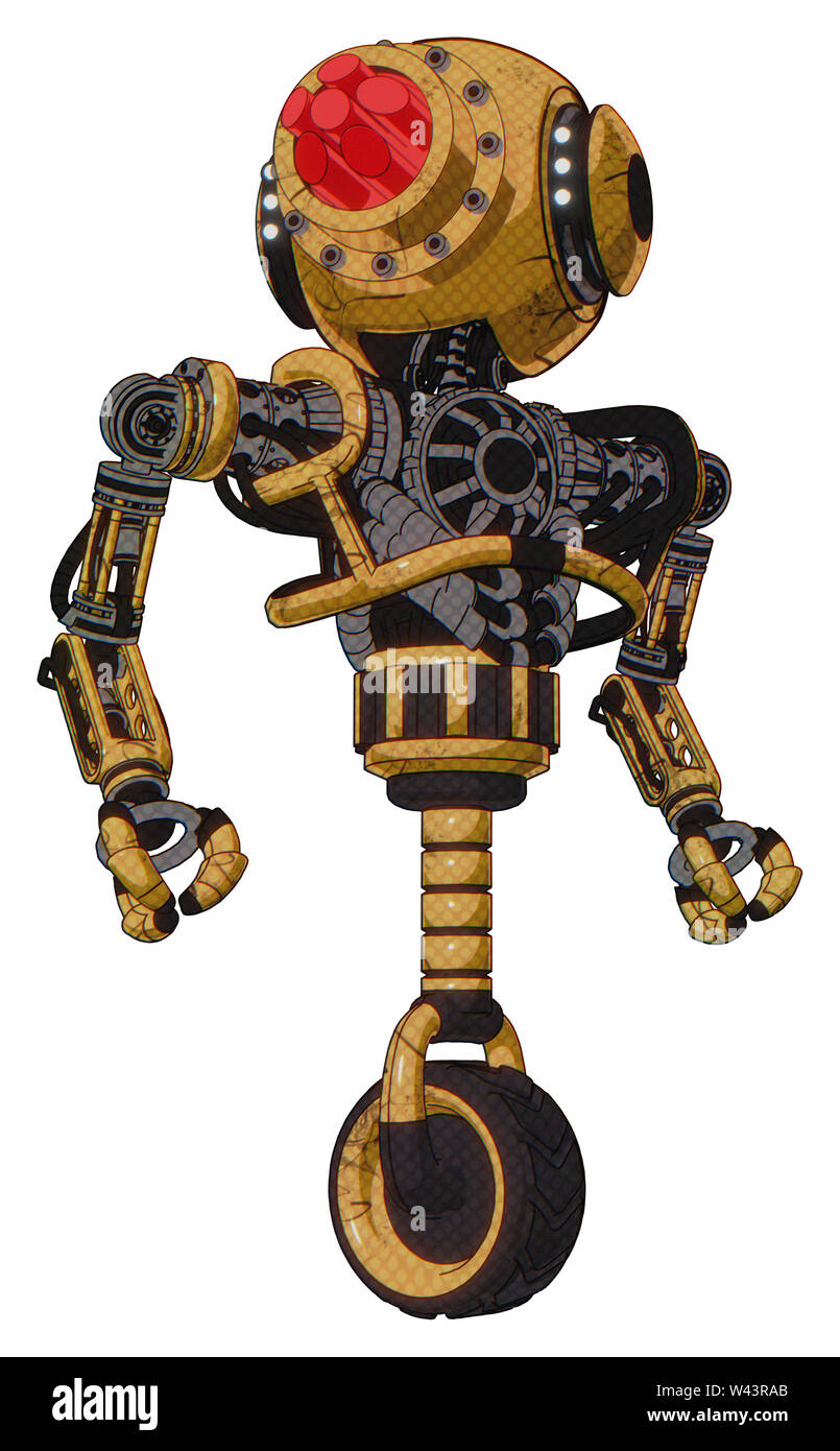 Android containing elements: round head, red laser crystal array, head ...