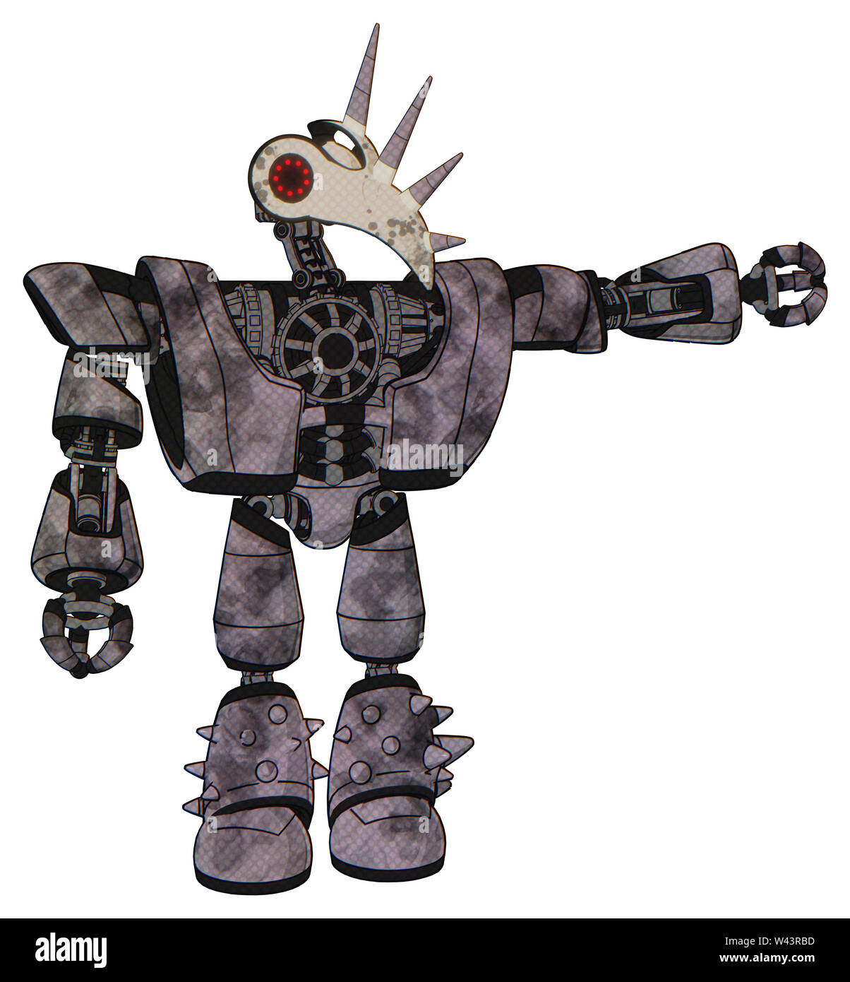 Automaton containing elements: bird skull head, red led circle eyes ...