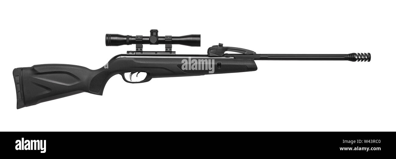 Air rifle with a telescopic sight isolate on a white background ...