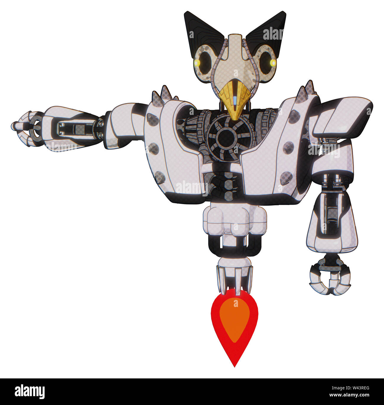 Droid containing elements: bird skull head, yellow led protruding eyes ...