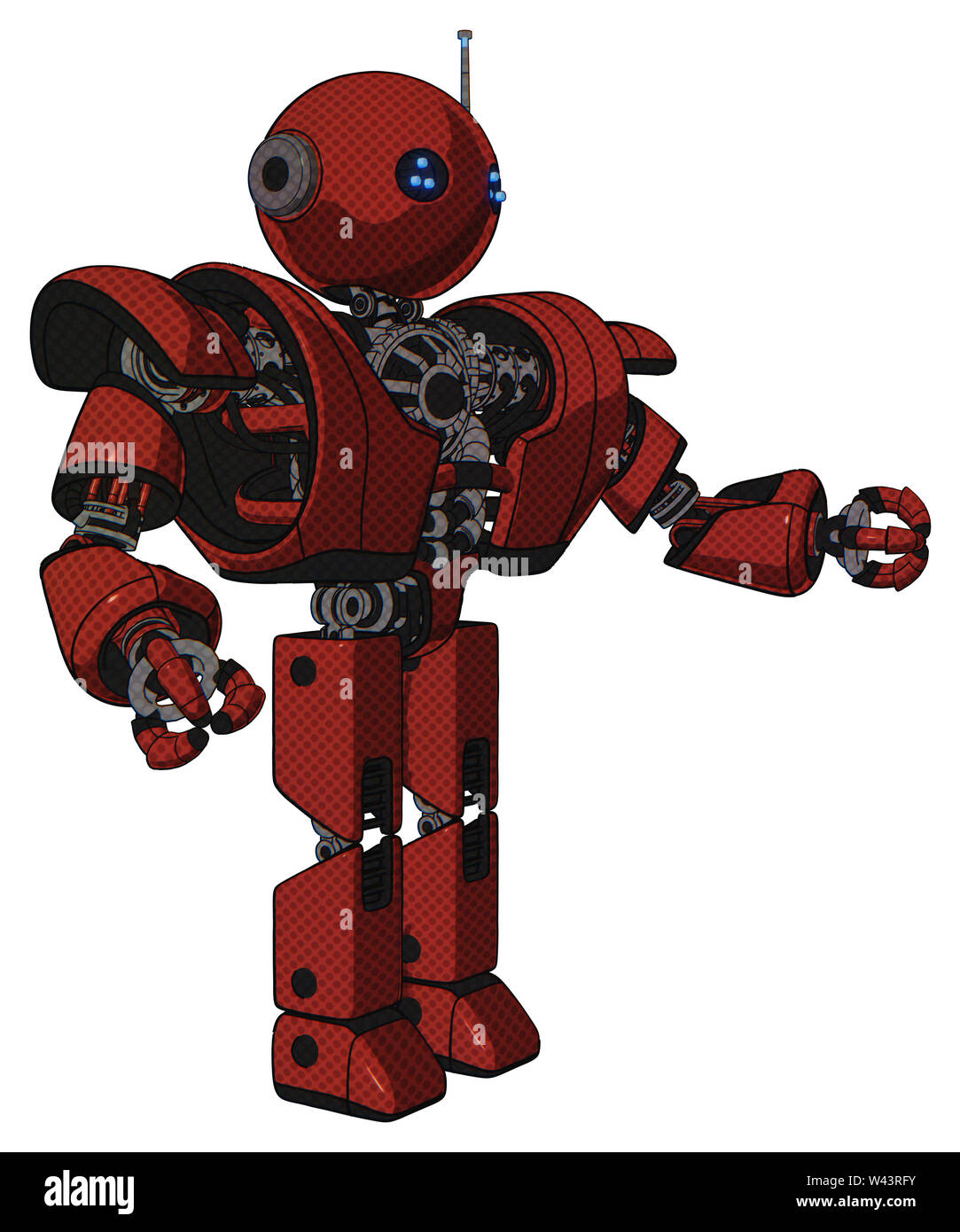 Mech containing elements: oval wide head, blue led eyes, retro antenna ...