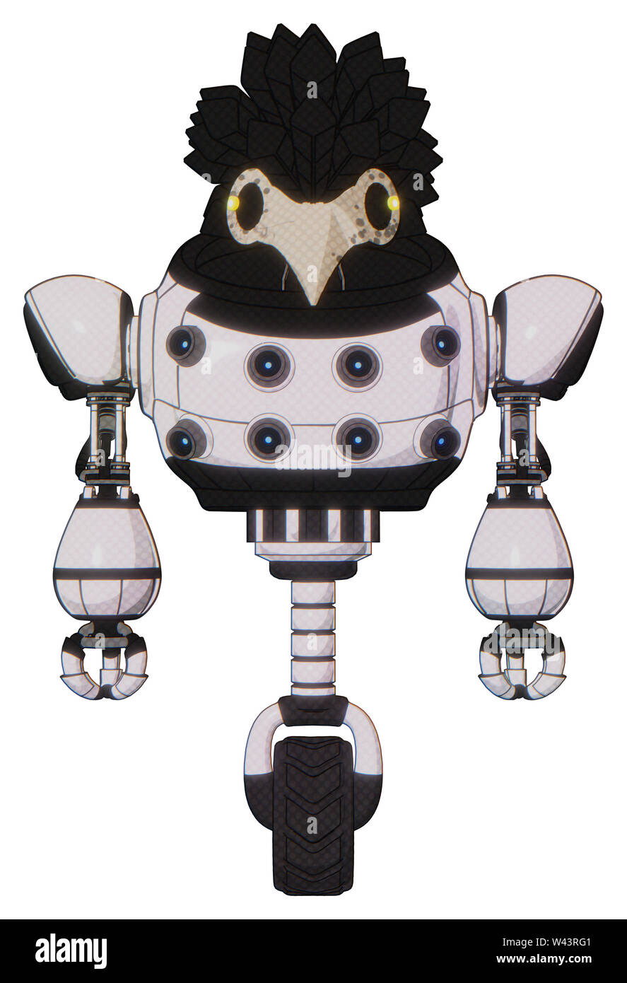 Robot containing elements: bird skull head, yellow led protruding eyes ...