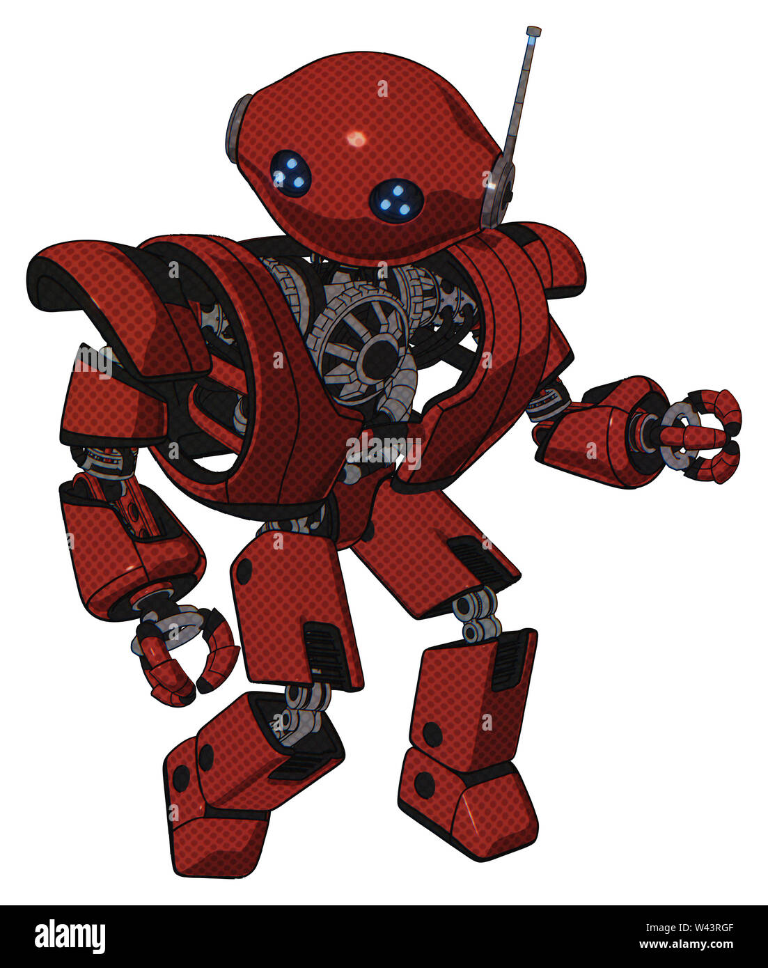 Mech containing elements: oval wide head, blue led eyes, retro antenna ...