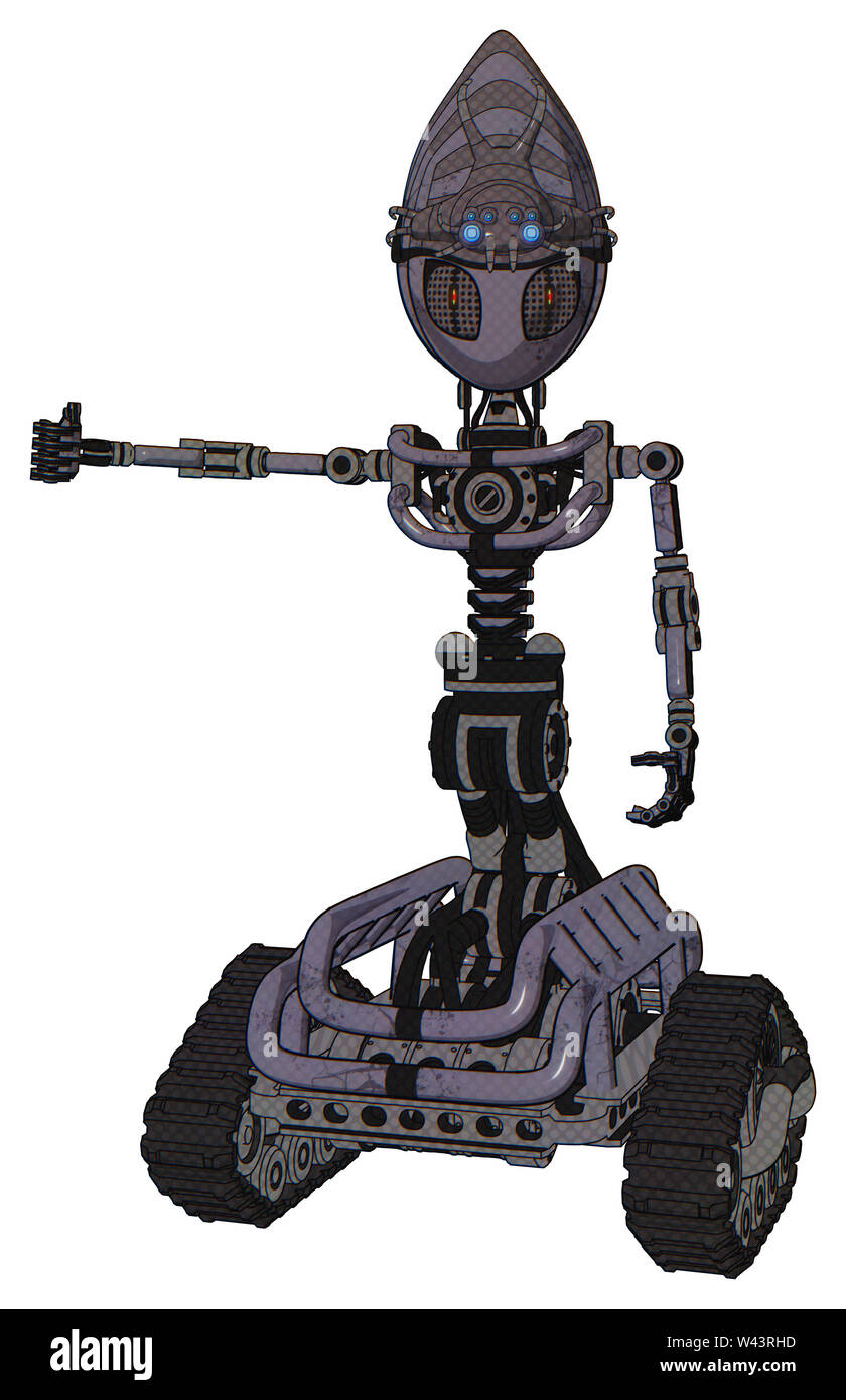 Mech containing elements: grey alien style head, metal grate eyes ...