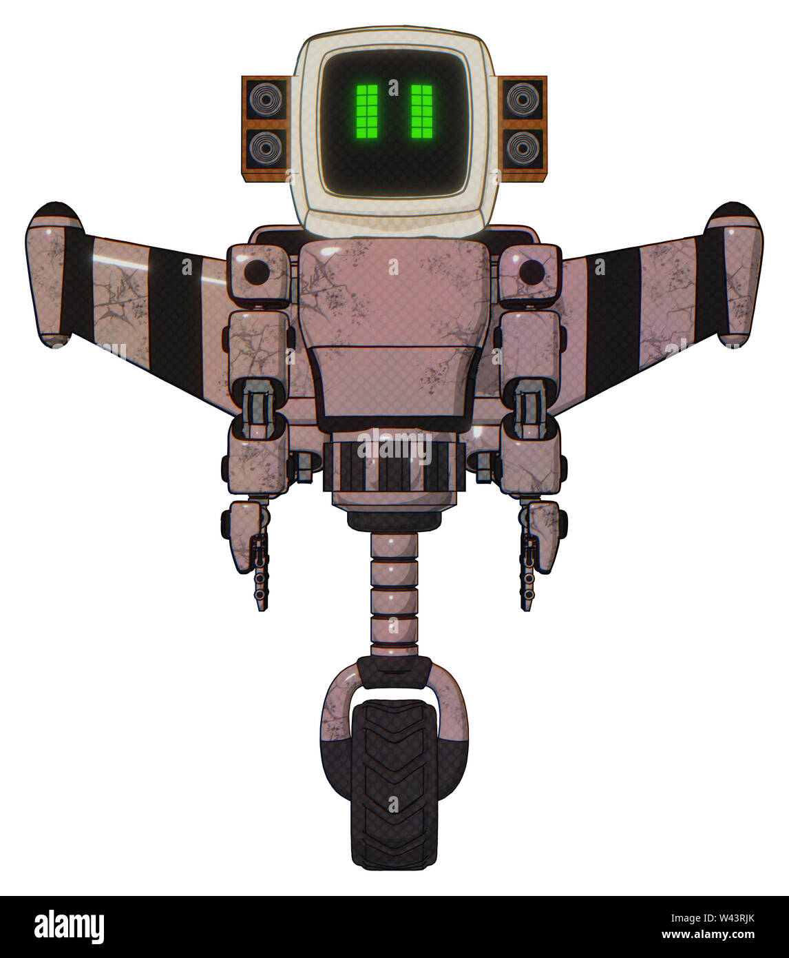 Droid containing elements: old computer monitor, pixel line eyes, old ...