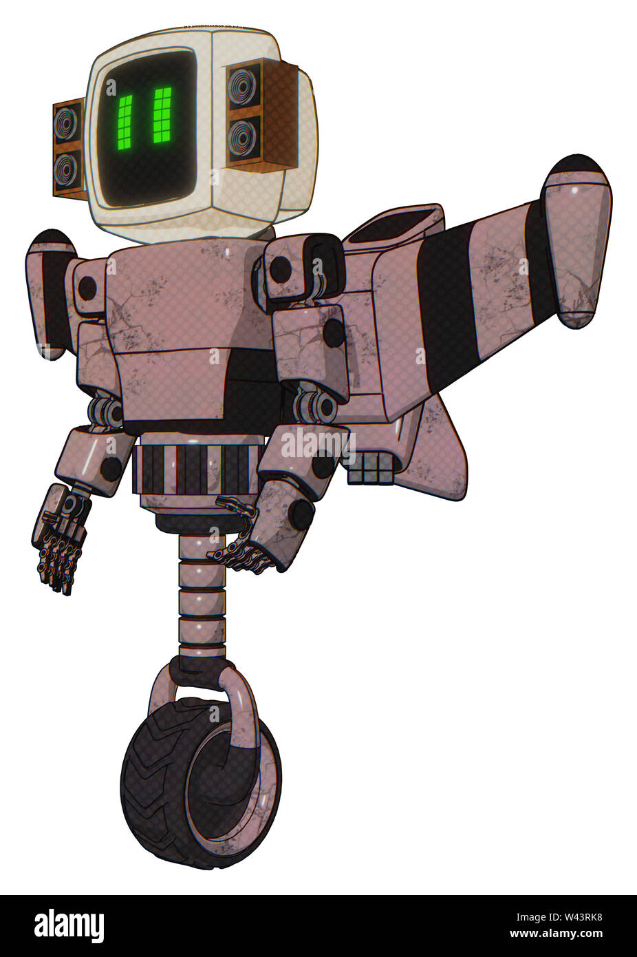 Droid containing elements: old computer monitor, pixel line eyes, old ...