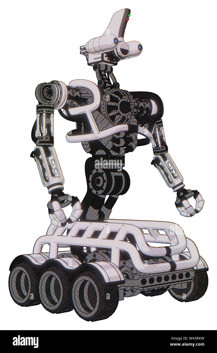 Droid containing elements: dual retro camera head, reversed fin head ...