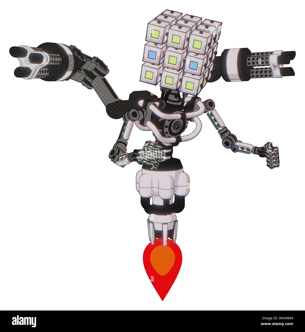 Robot containing elements: dual retro camera head, cube array head ...