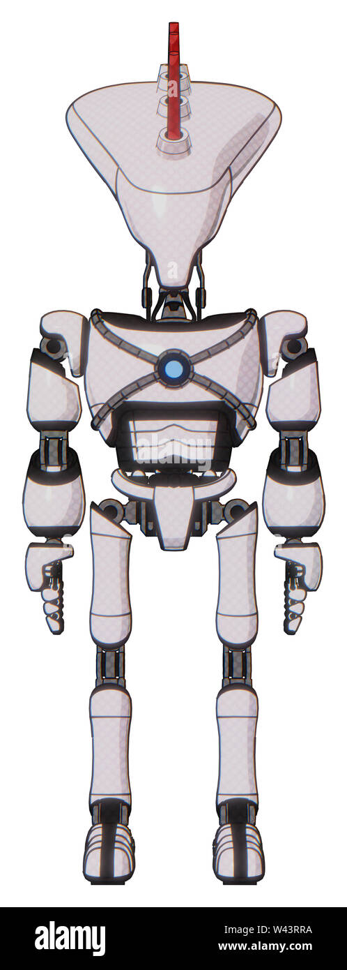 Droid containing elements: flat elongated skull head, light chest ...