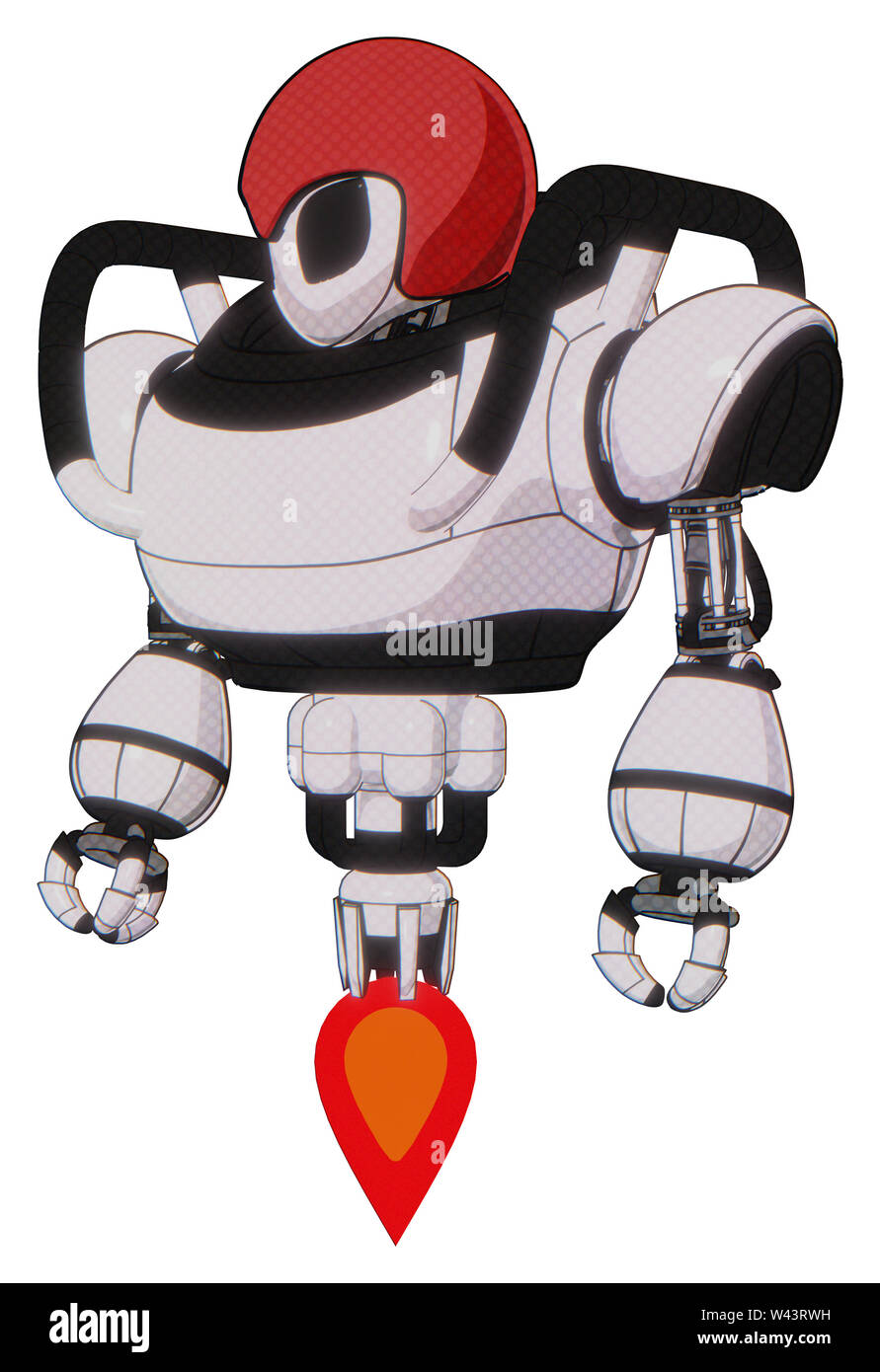 Automaton containing elements: grey alien style head, black eyes, red ...