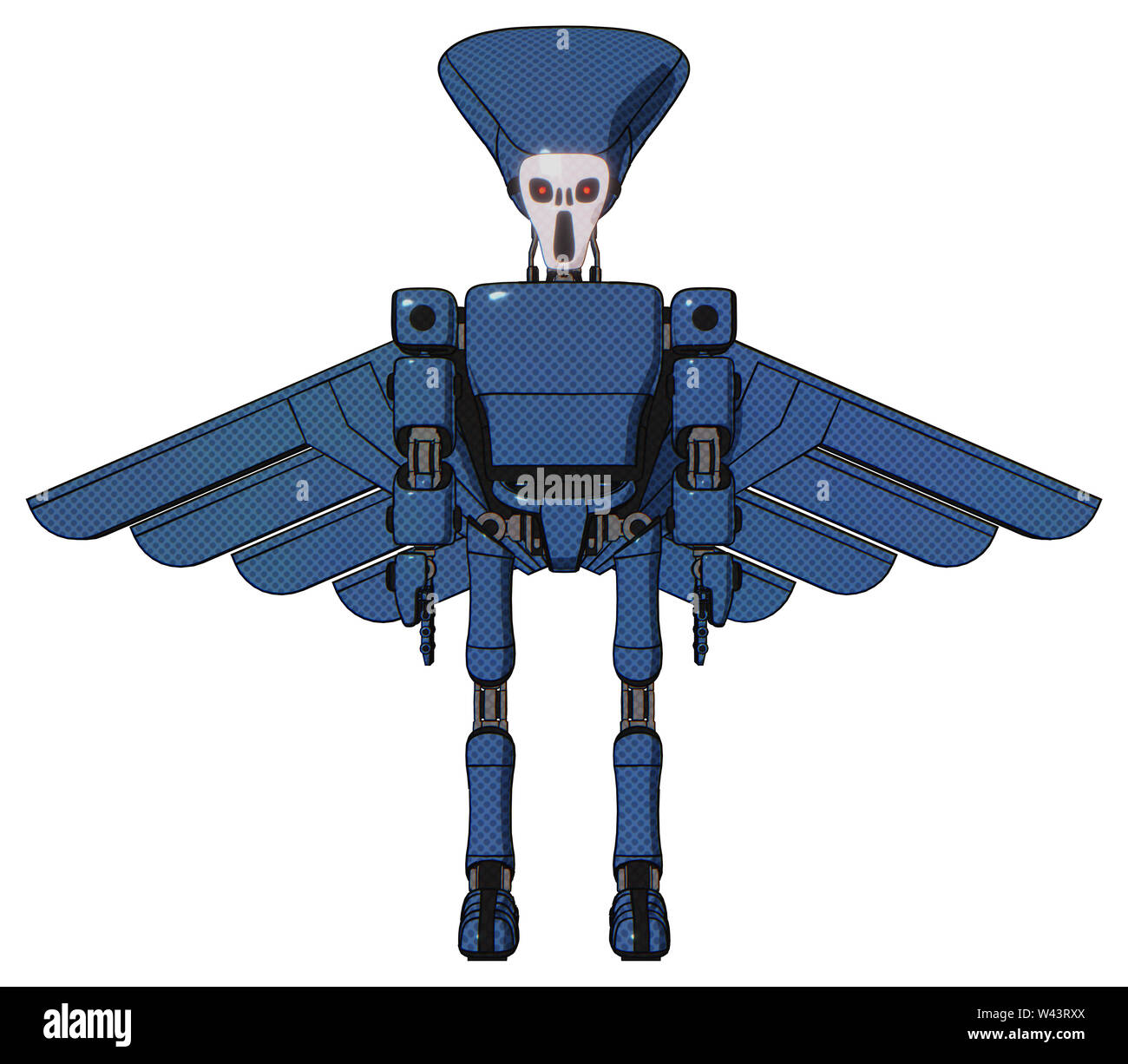 Mech containing elements: flat elongated skull head, light chest ...