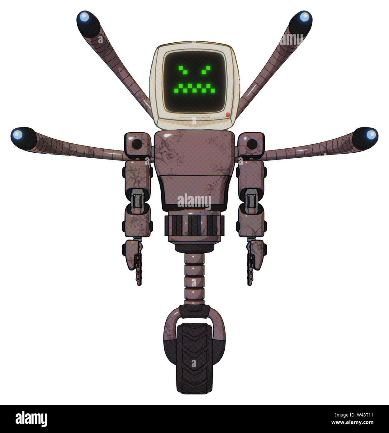 Droid containing elements: old computer monitor, angry pixels face ...