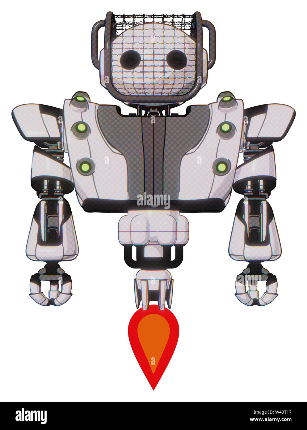 Robot containing elements: oval wide head, barbed wire visor helmet ...