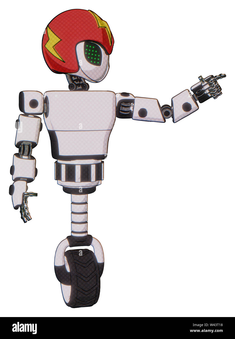 Android containing elements: grey alien style head, led array eyes ...