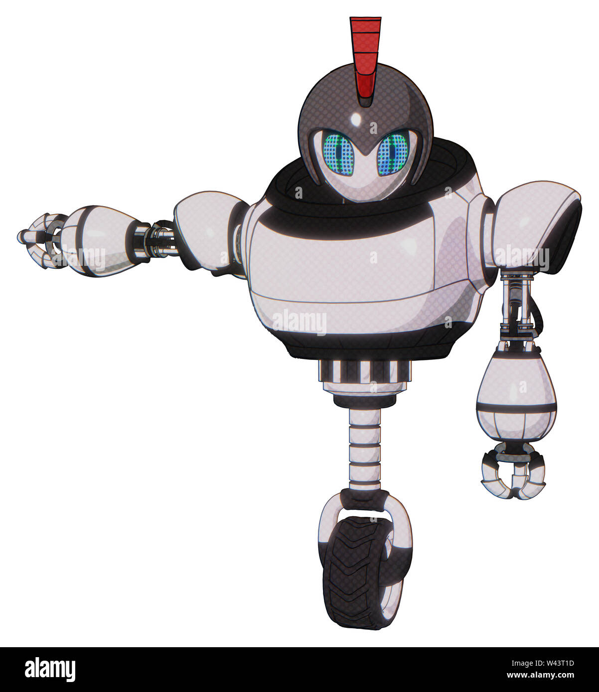 Automaton containing elements: grey alien style head, blue grate eyes ...