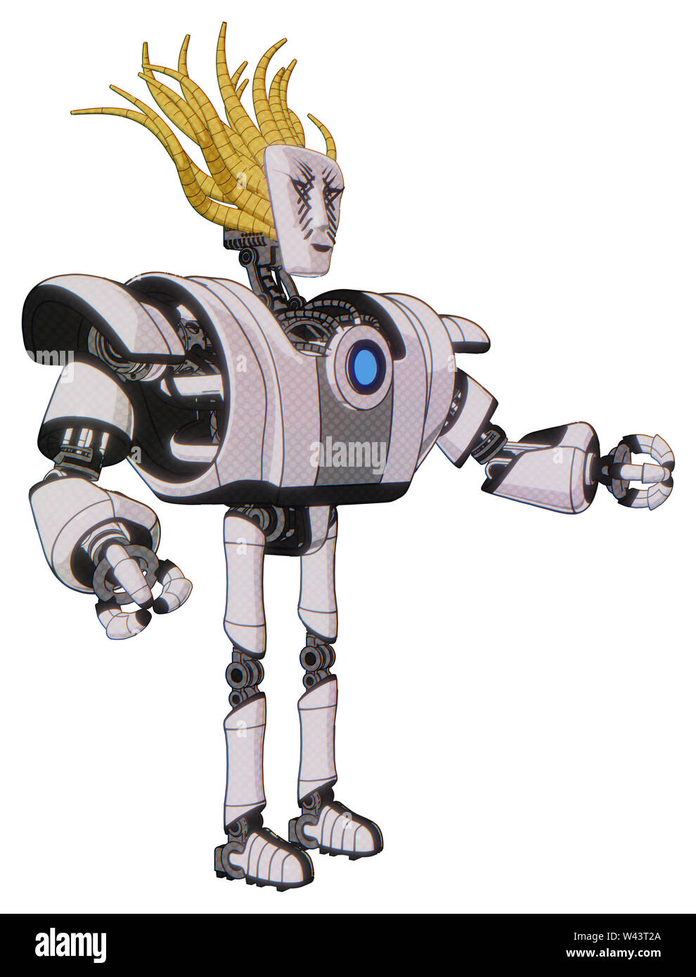 Android containing elements: humanoid face mask, war paint, heavy upper ...