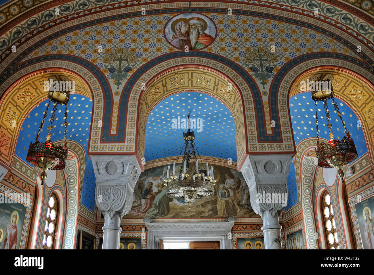 = Elegant Pillars with Arches and Colorful Vaults of Holy Cross Church ...