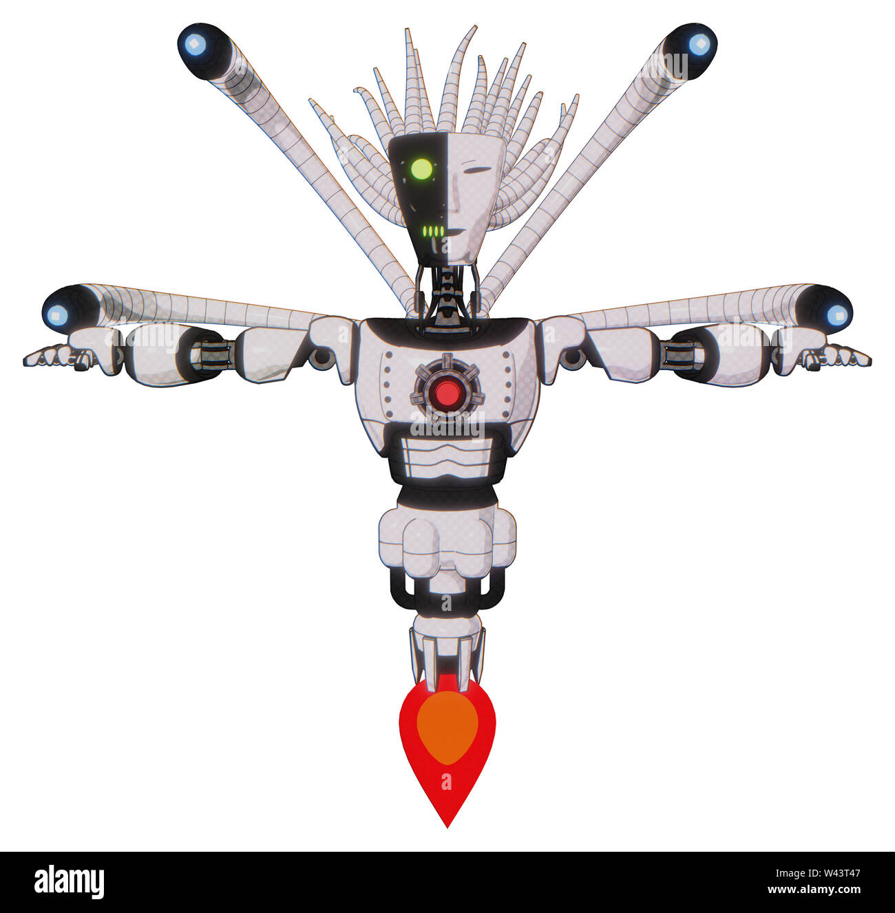 Cyborg containing elements: humanoid face mask, two-face black white ...