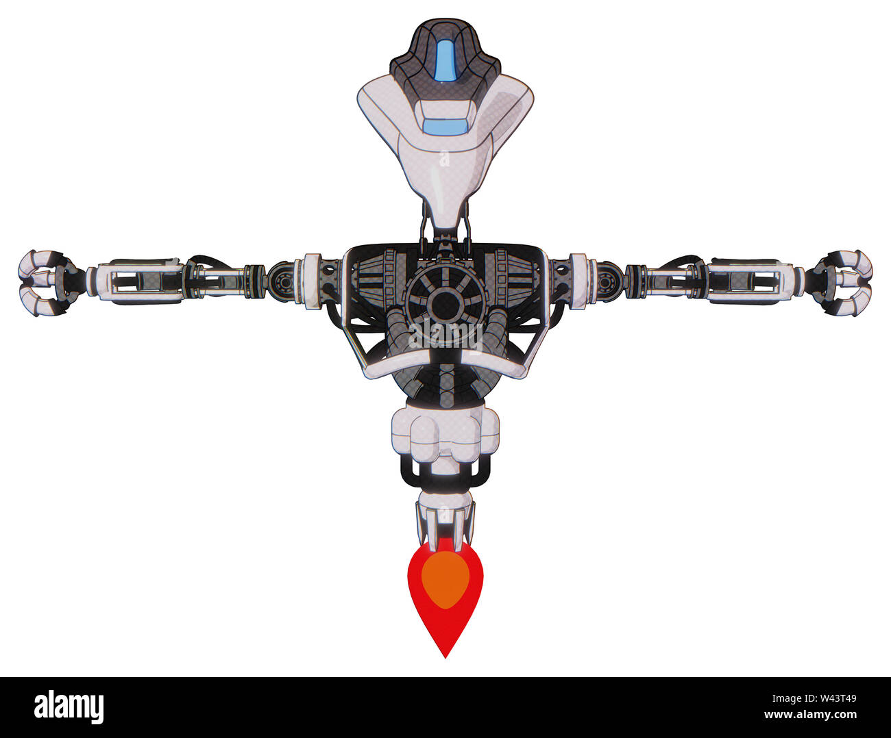 Automaton containing elements: flat elongated skull head, visor, heavy ...