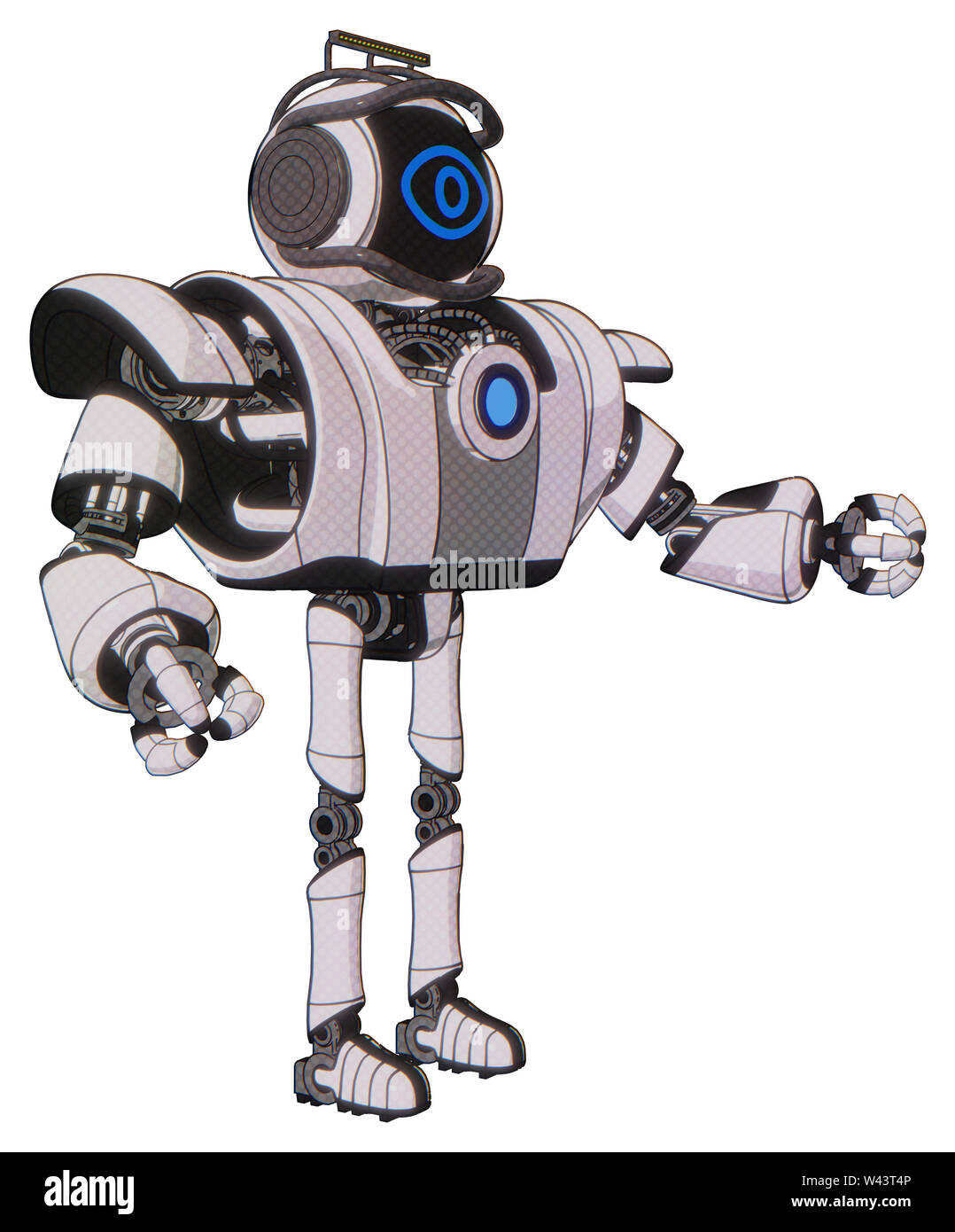 Robot containing elements: digital display head, large eye, led and ...