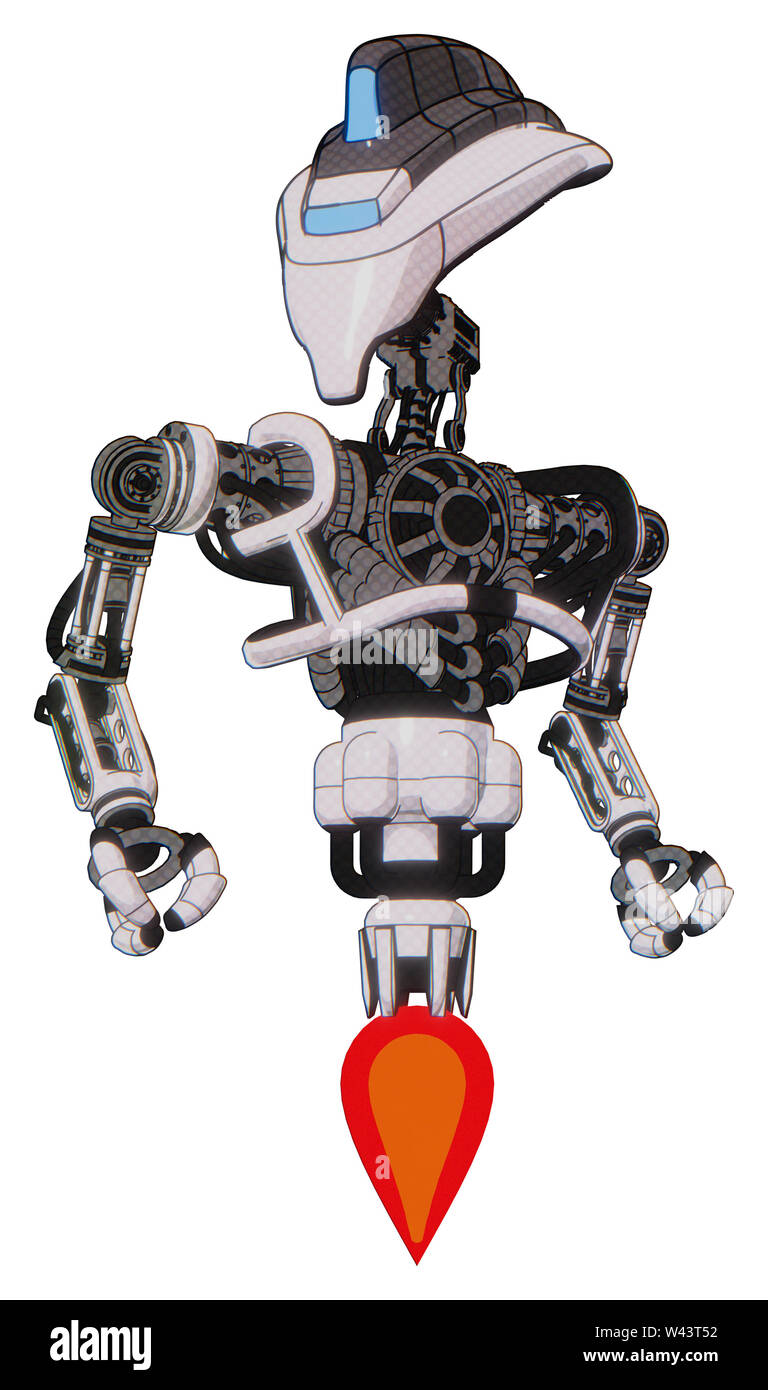 Automaton containing elements: flat elongated skull head, visor, heavy ...