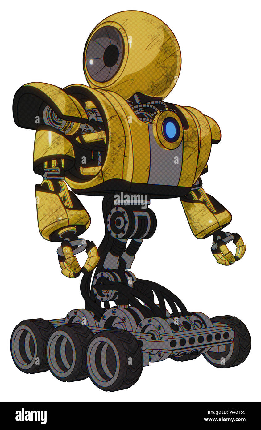 Cyborg containing elements: round head, heavy upper chest, heavy mech ...