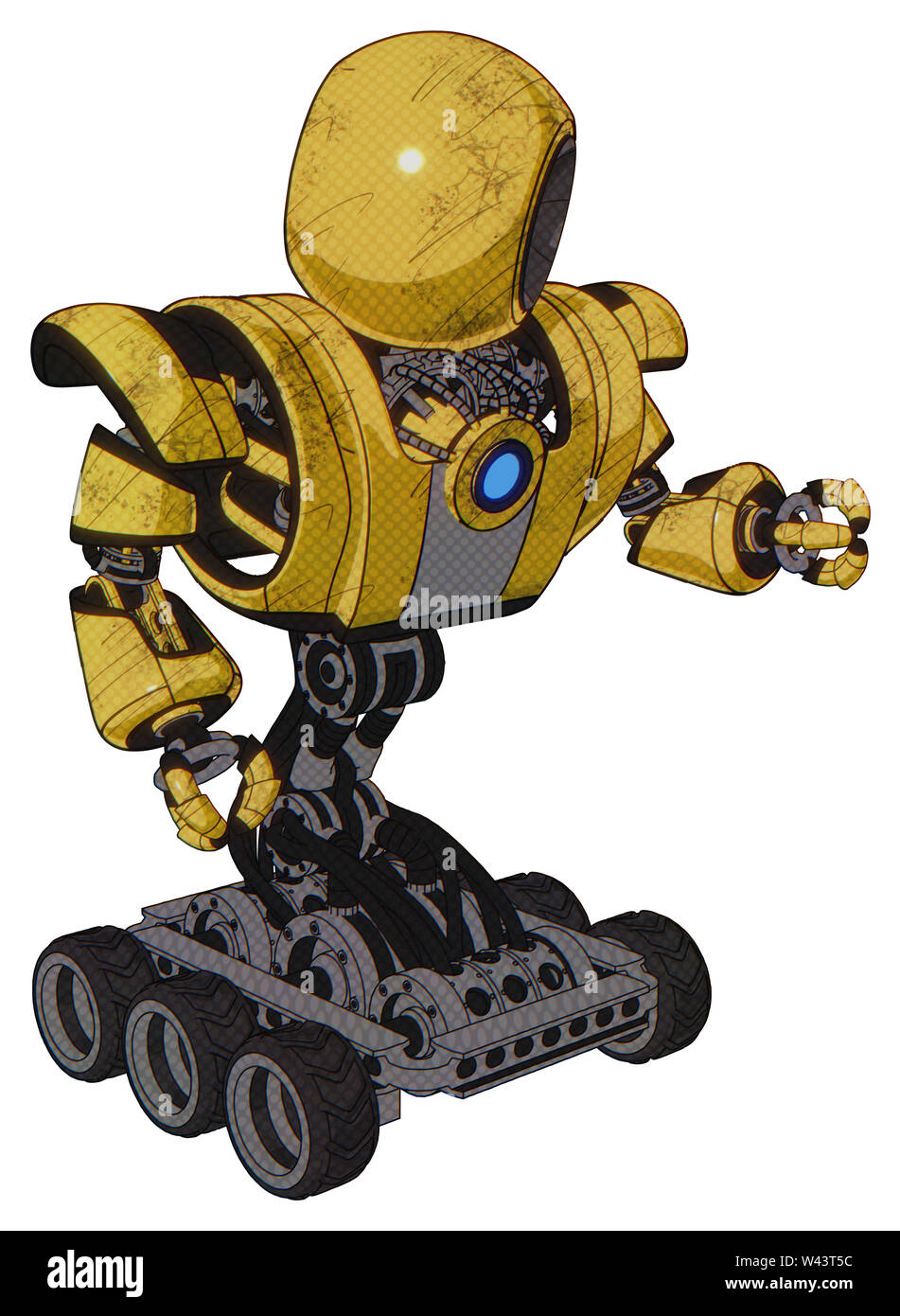 Cyborg containing elements: round head, heavy upper chest, heavy mech ...